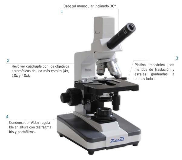 Microscopio digital monocular, serie 135/6, revolver cuádruple, 400X ...