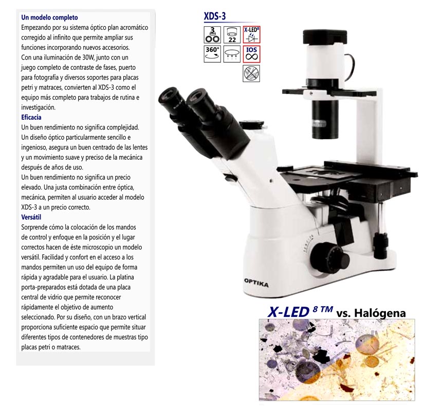 Microscopio Biológico Invertido Triocular, Objetivos LWD IOS ...